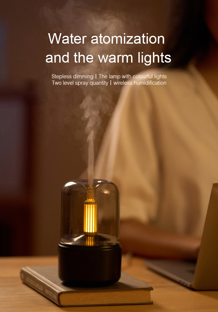 Candlelight Aroma Diffuser Portable 120ml Electric USB Air Humidifier ...
