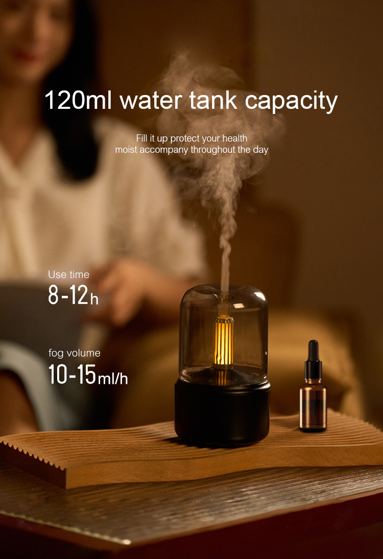 Candlelight Aroma Diffuser Portable 120ml Electric USB Air Humidifier ...